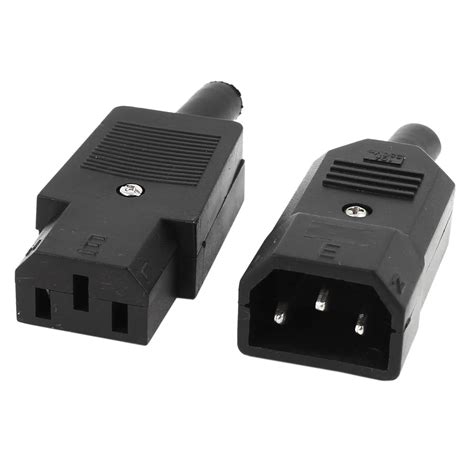 Uxcell Pair Black Rewirable Iec 320 C14 Male Plug To C13 Female Socket Power Connector Adapter
