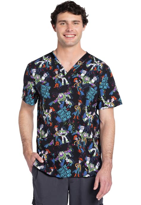 Tooniforms Scrubs Top For Unisex V Neck Print Tf728