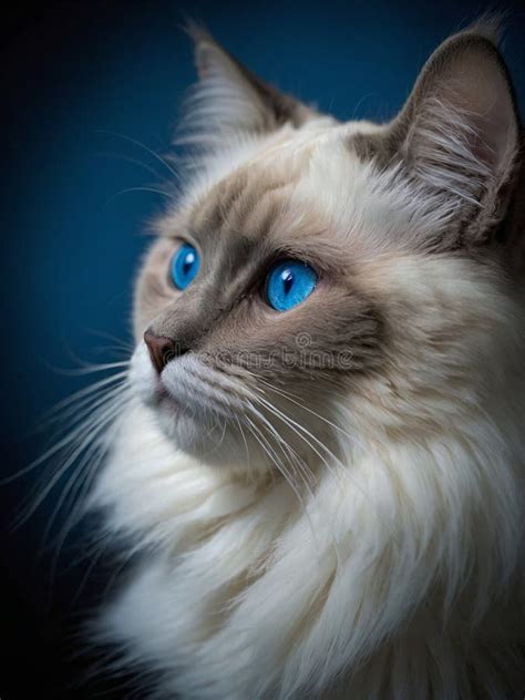Captivating Ragdoll Cat With Stunning Blue Eyes Stock Illustration