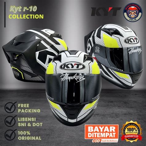 Jual KYT HELM R10 SERI 5 MATT GUNMETAL YELLOW FLUO KYT SINLE VISOR