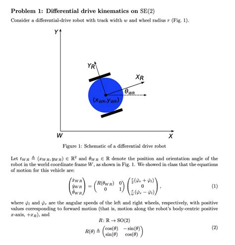Problem 1 Differential Drive Kinematics On SE 2 Chegg Com