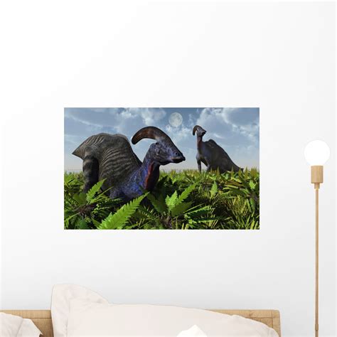 Pair Parasaurolophus Duckbill Dinosaurs Wall Decal