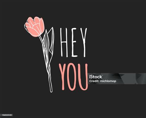 손으로 그린 패션 일러스트 로맨틱 튤립과 인용 창조적 인 잉크 예술 작품 휴일 사물의 실제 벡터 그림 해피 발렌타인 데이 세트