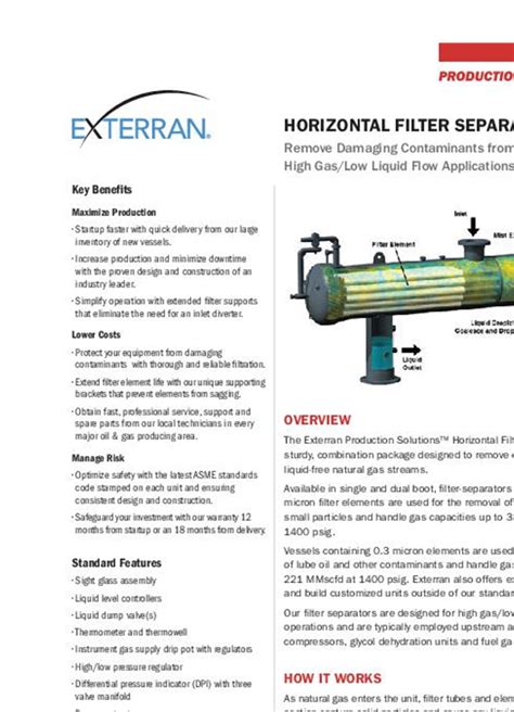 Exterran Horizontal Filter Separator Brochure
