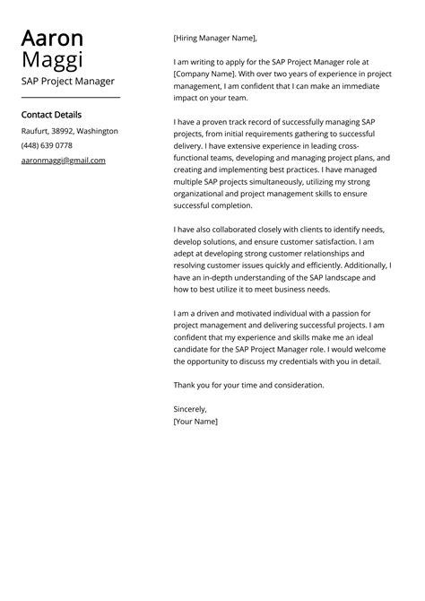 Sap Project Manager Cover Letter Examples Template And 20 Tips