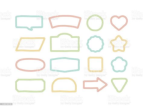 Simple Shape Frame Set With Handdrawn Lines Stock Illustration