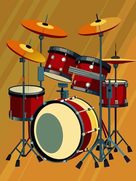 Premium Vector A Drum Set With A Drum Set And A Picture Of A Drum Set