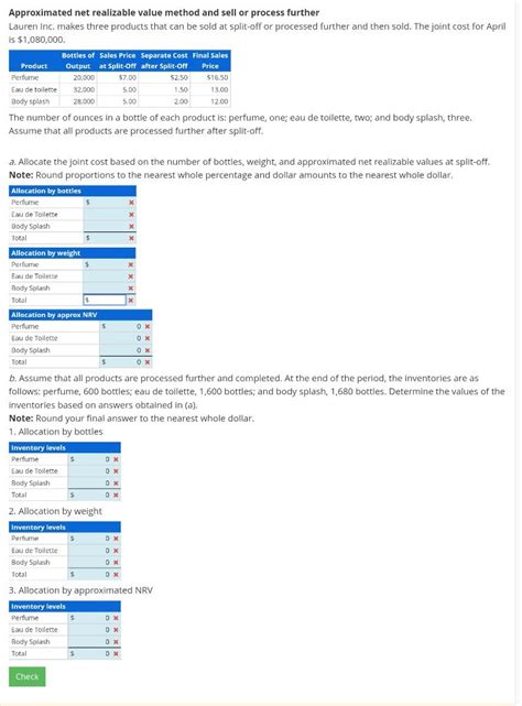 solved approximated net realizable value method and sell or
