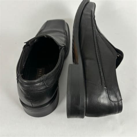 Structure Shoes Structure Black Leather Shoes Slip On Square Toe