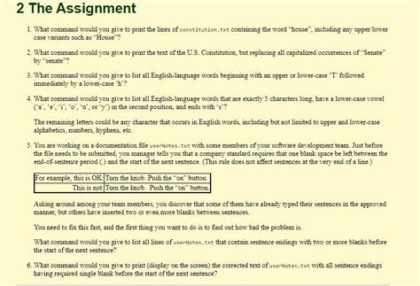 Solved 2 The Assignment 1 What Command Would You Give To