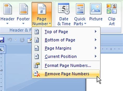 How To Remove Page Numbers In Word 2007 Dummies