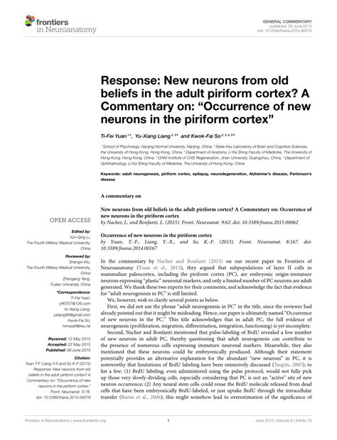 Pdf Response New Neurons From Old Beliefs In The Adult Piriform