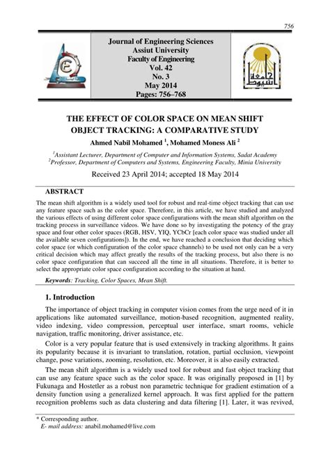 Pdf The Effect Of Color Space On Mean Shift Object Tracking A