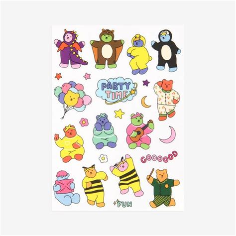 투명 리무버 스티커 젤리베어 03 Party Cute Stickers Stickers Cute Doodle Art