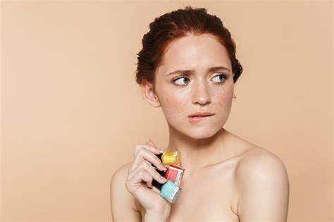 Premium Photo Beauty Portrait Of An Attractive Young Topless Redhead Woman Standing Isolated