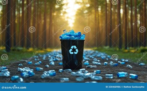 Recycling Bin Overflowing With Different Types Of Recyclables Royalty
