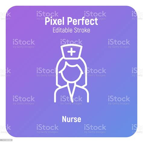 간호사 얇은 선 아이콘 의료 종사자 편집 가능한 스트로크 픽셀 완벽 벡터 그림입니다 0명에 대한 스톡 벡터 아트 및 기타 이미지 Istock