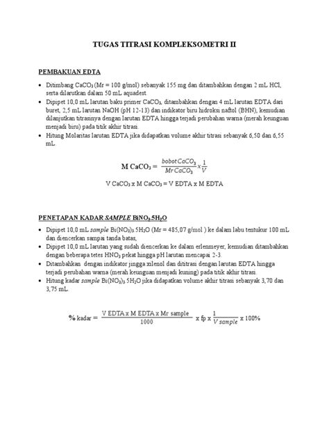 Tugas Titrasi Kompleksometri Ii Pdf