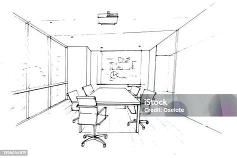사무실 스케치 그림 현대 디자인 벡터 2d 삽화에 있는 회의실 공간 이사회실에 대한 스톡 벡터 아트 및 기타 이미지 이사회실