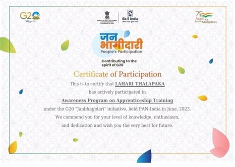 lahari thalapaka on linkedin for participating in awareness program on apprenticeship training…
