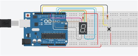 seven segment menggunakan push button dengan arduino uno counter up