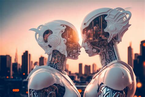 two female robots in love a couple artificial intelligence digital