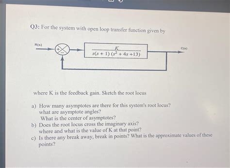 Solved Q3: For the system with open loop transfer function | Chegg.com