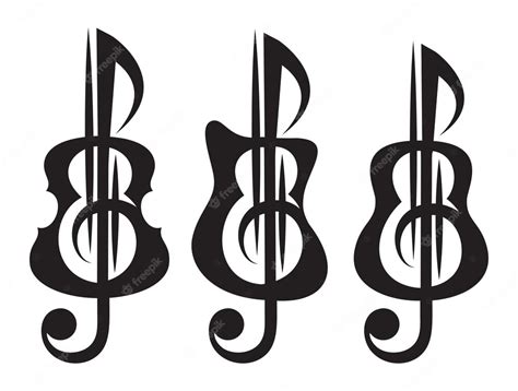 Premium Vector Different Kinds Of Guitar Violin Treble Clef Vektor