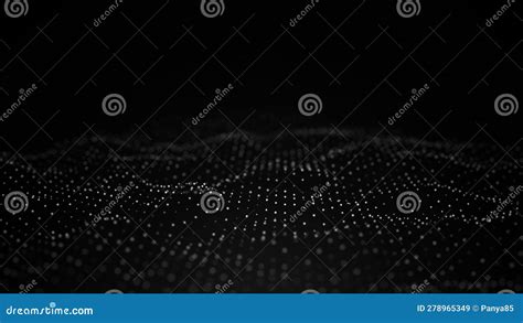 Abstract Flowing Smooth Surface Fractal Waves Background Grid Mesh Of Dots Stock Illustration