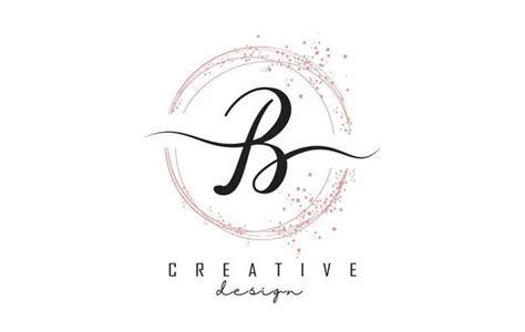 Handwritten BW B W Letter Logo With Sparkling Circles With Pink Glitter
