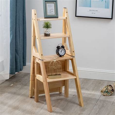 Buy Hamankim 4 Step Wooden Ladder Stool Folding Display Shelves