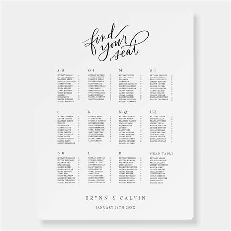 Formal Arch Seating Chart Wedding Reception Sign Zazzle Seating