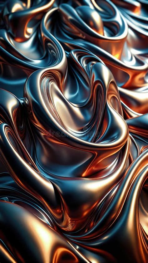 An Abstract And Captivating Display Of Molten Metal Waves With Chrome Reflections And A Dynamic