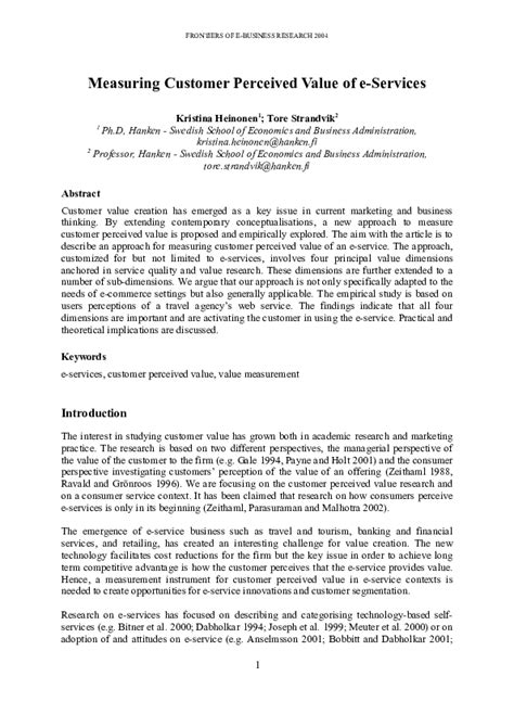 Pdf Measuring Customer Perceived Value Of E Services