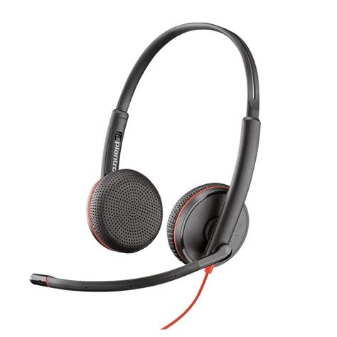 Plantronics Poly Blackwire 5220 Headphones With Microphone Black Red