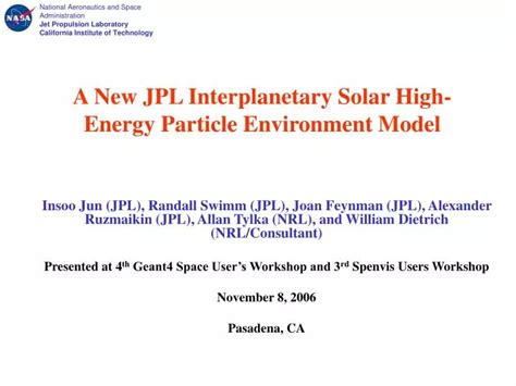Ppt A New Jpl Interplanetary Solar High Energy Particle Environment