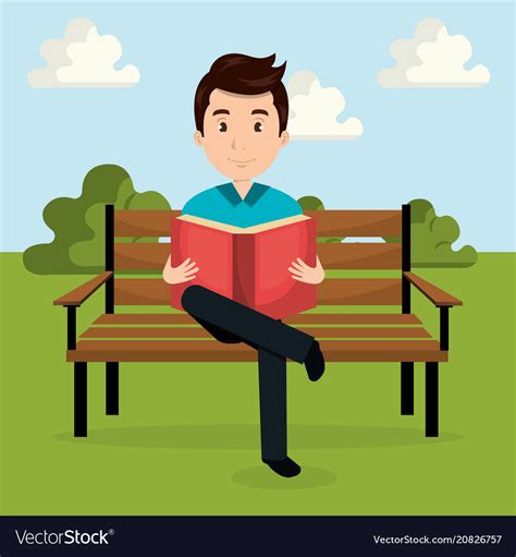 Man Reading Book Vector Clipart