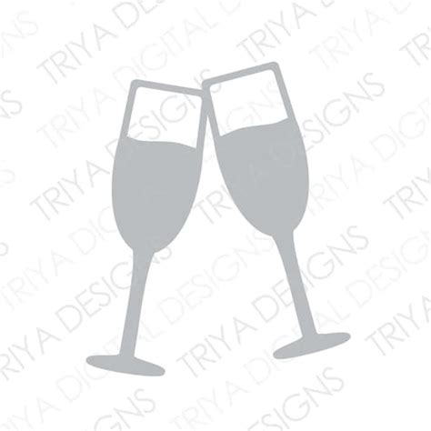 Champagne Glasses Cheers Svg Cut File Two Champagne Glasses Etsy Uk