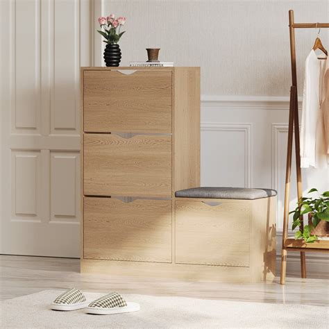 Merax Schuhschrank Mit Sitzpolster Schuhkipper Mit Sitzbank Schuhregal