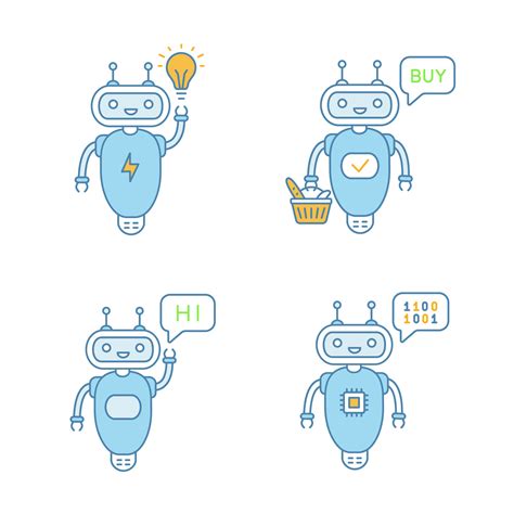 Chatbots Color Icons Set Talkbots Virtual Assistants New Idea Buy Hi Code Chat Bots