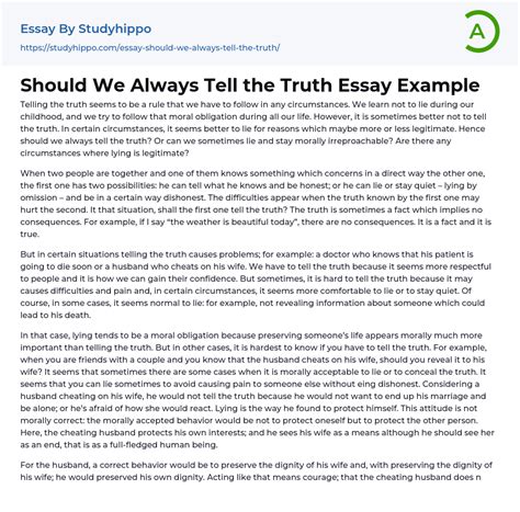 Should We Always Tell The Truth Essay Example StudyHippo