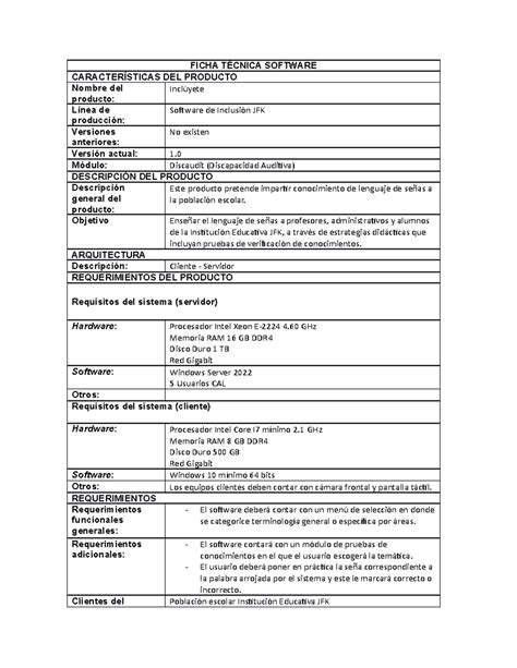 4 Ficha Técnica Software Plantilla Ficha TÉcnica Software