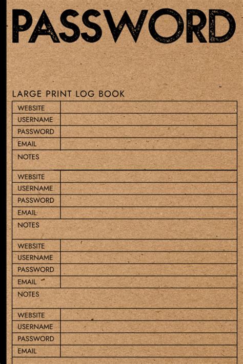 Password Large Print Log Book Simple Password Log Book For Teen Keeping Track Of Password