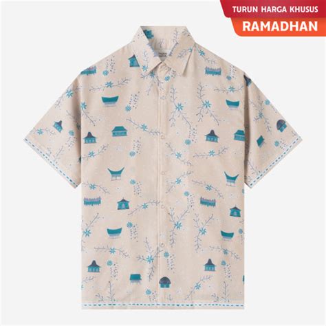 Jual Batik Print Telusur Kultur Corak Nusantara Rumah Adat Cream