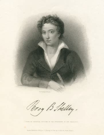 Percy Bysshe Shelley Engraving With Autograph Stock Illustration