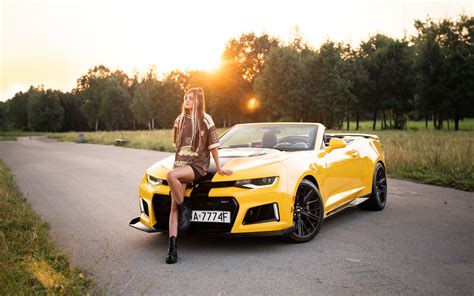 1440x900 Girl And Her Yellow Camaro Wallpaper1440x900 Resolution Hd 4k