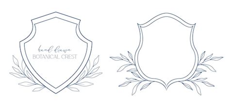 Premium Vector Wedding Crest Floral Line Art Design Botanical Crest