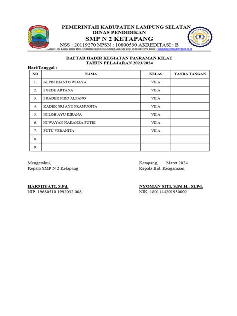 Daftar Nilai Siswa Pdf