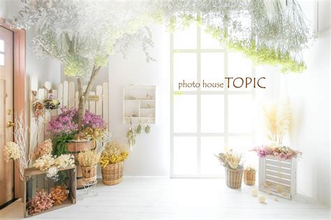 ドライフラワーに包まれた小さなフォトスタジオ＊ Photo House Topic｜フォトハウストピック
