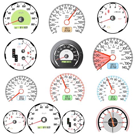 Set Spedometer Mobil Untuk Lalu Lintas Grafik Tachometer Desain Balap